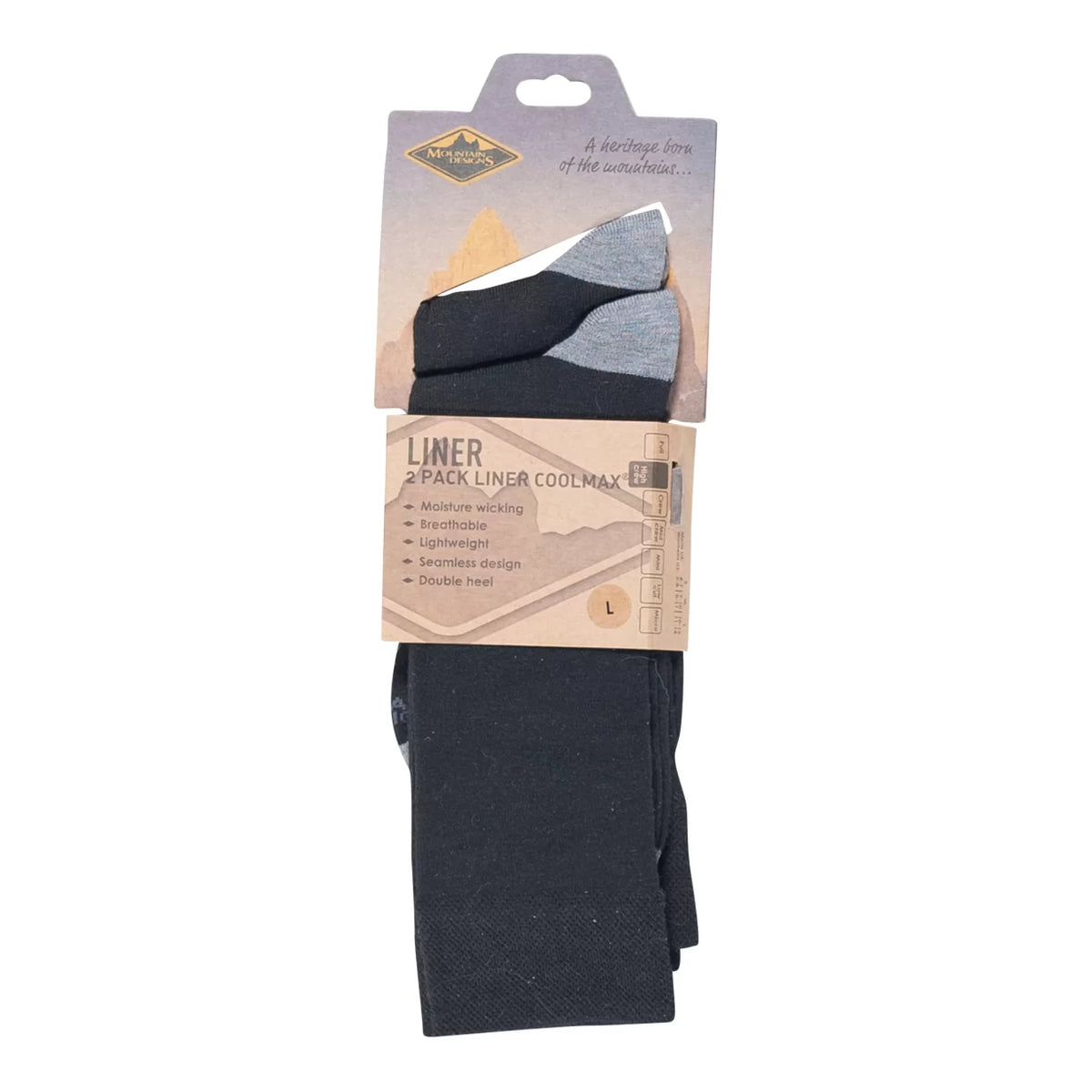 Mountain Designs COOLMAX Liner High Crew Socks - 2-Pack – Geartrade.com