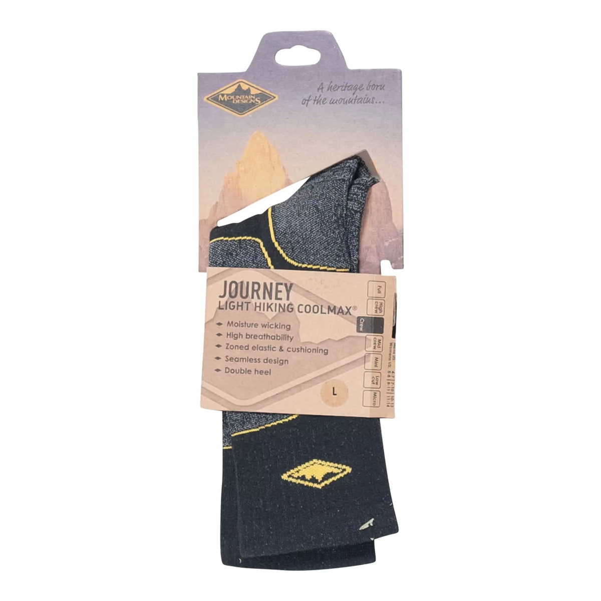 Mountain Designs Journey Light Hiking COOLMAX Crew Socks – Geartrade.com