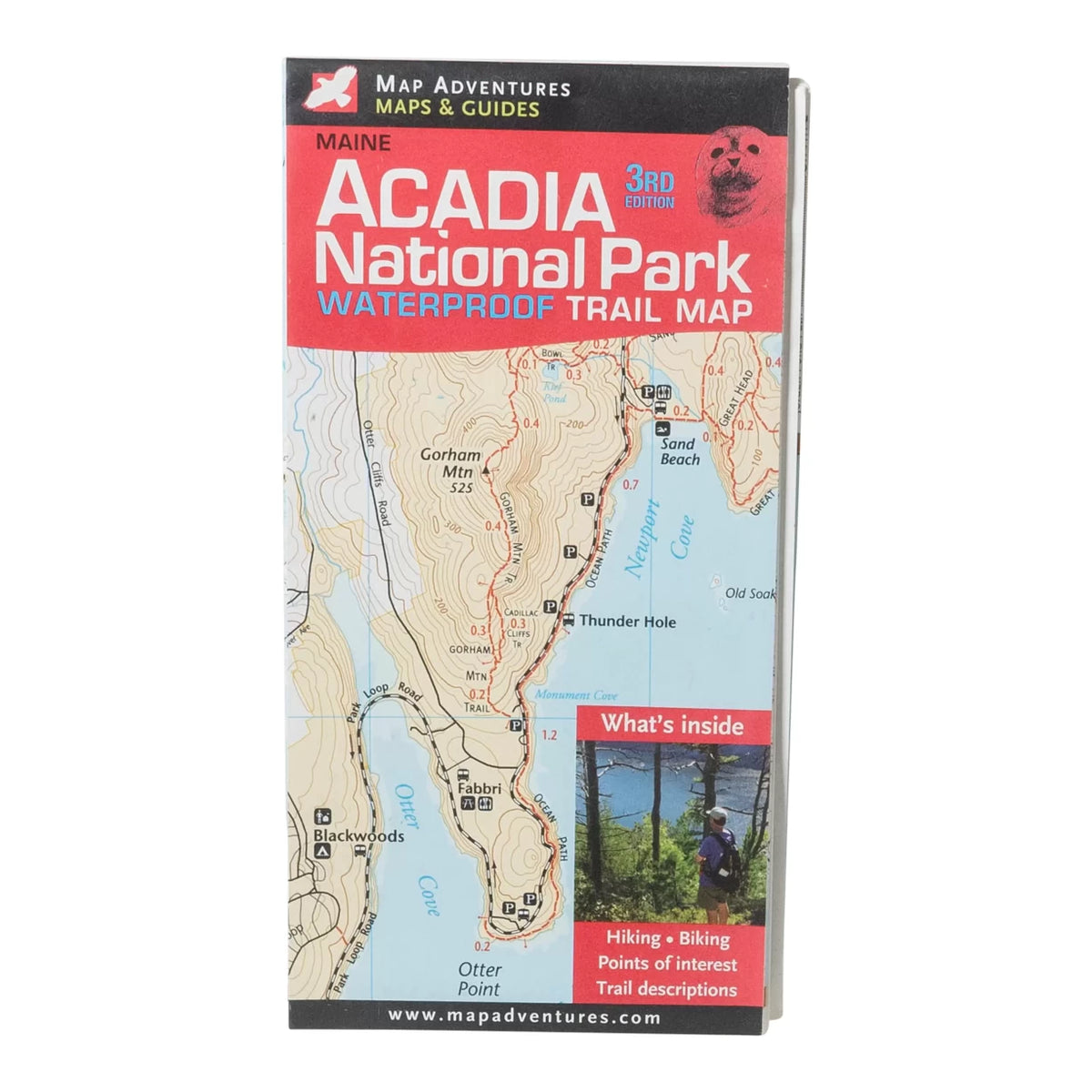 Map Adventures Acadia National Park Waterproof Trail Map, Maine ...